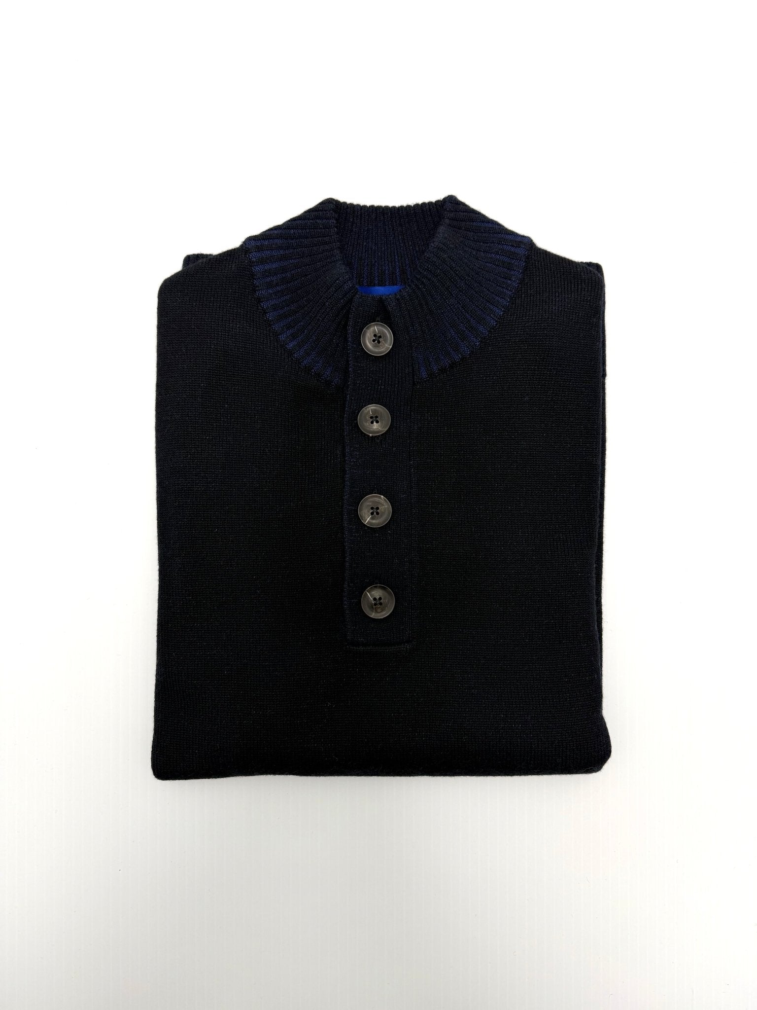 RICHARD DEL TORO 1/2 BUTTON MELANGE IN HEATHERED NAVY – Emporio